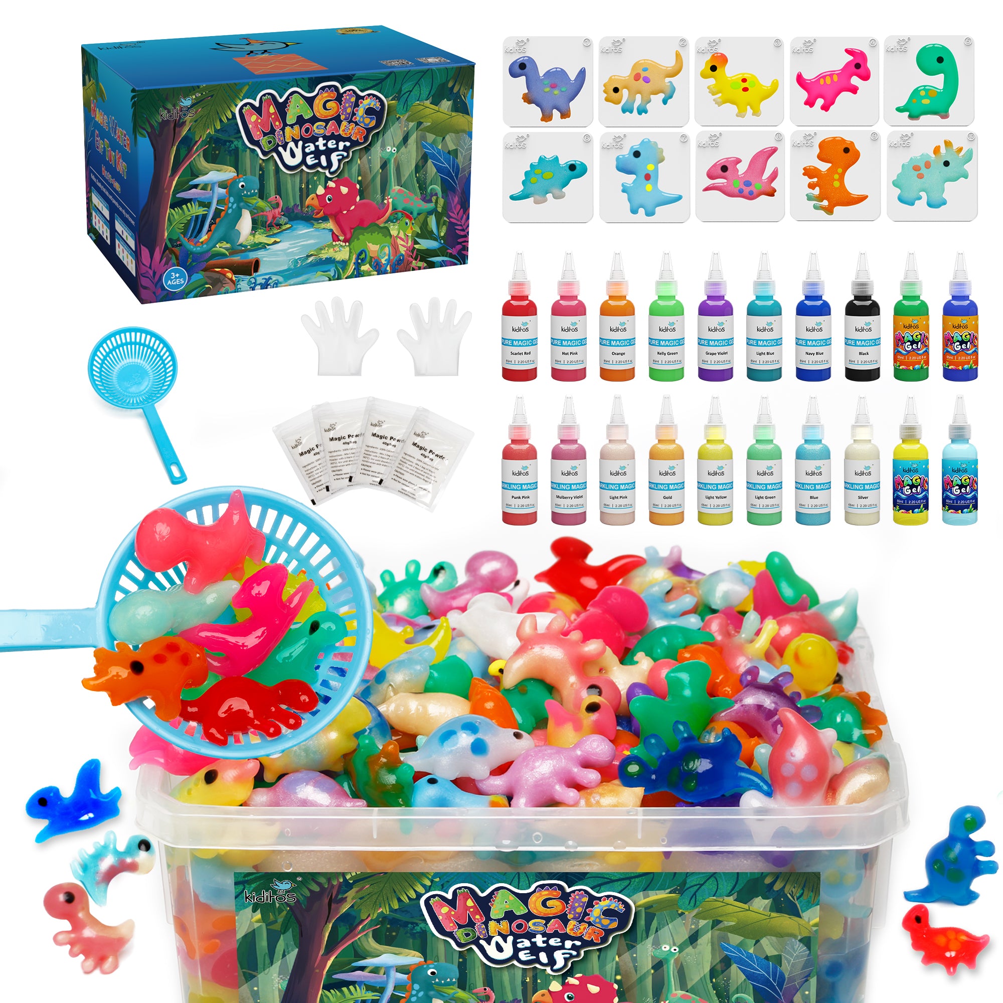 Kiditos Dinosaur Edition 20 Colors Magic Water Elf Toy Kit (MWET-20ND)