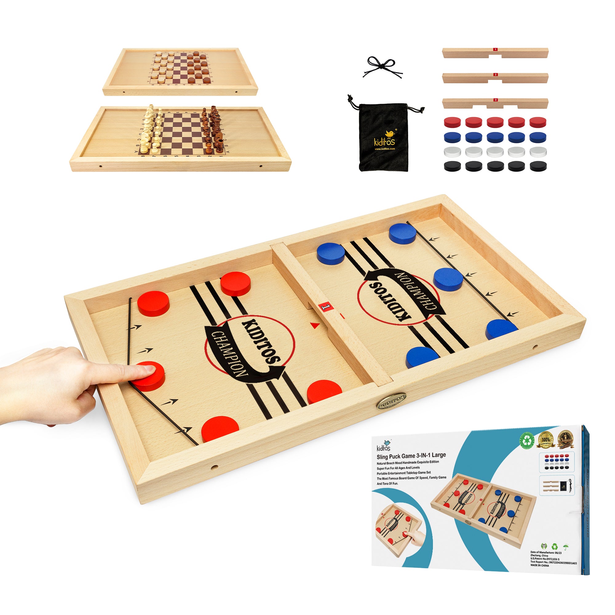 Sling Puck Game 3 IN 1 Large 22.84x12.60" (FSPG-L-3IN1) – Kiditos